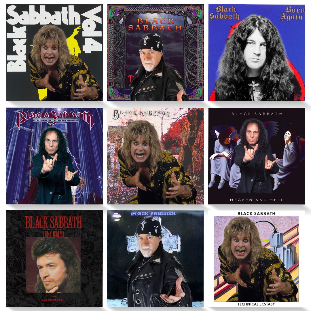 Lead Singers of Black Sabbath On Their Respective Album Covers